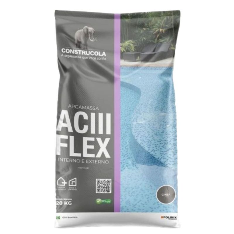 Argamassa Externa ACIII Flexível Cinza 20kg Construcola - Material de ...